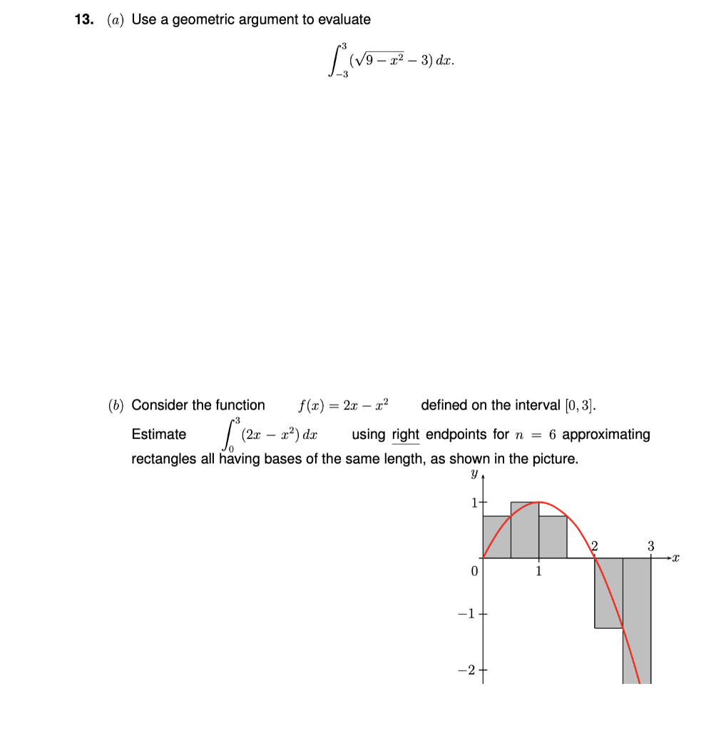 Solved 13. (a) Use a geometric argument to evaluate | Chegg.com