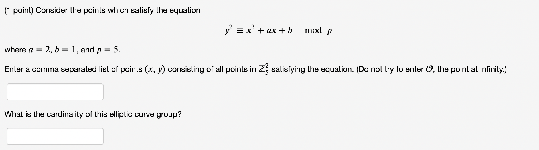 Solved (1 ﻿point) ﻿Consider the points which satisfy the | Chegg.com
