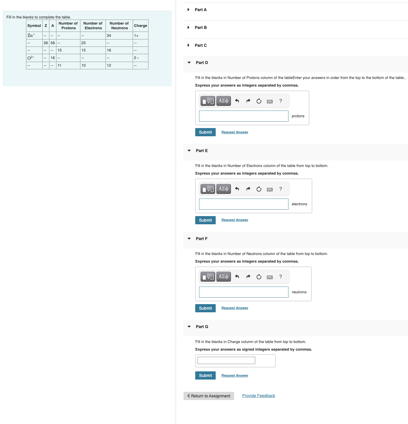 Solved Part B Part C Part D Fill in the blanks in Number of | Chegg.com