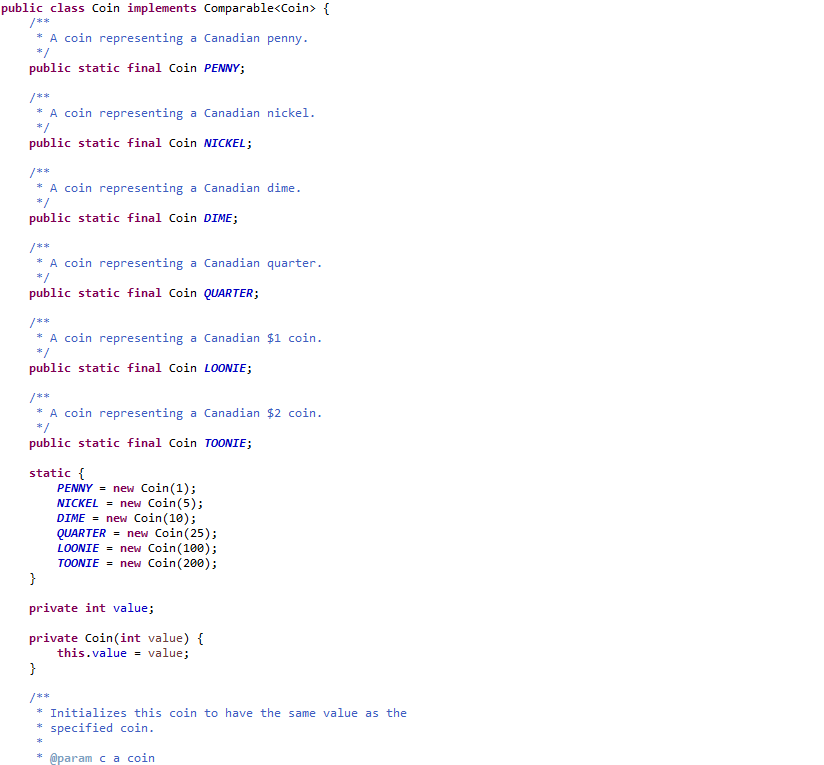 Solved public class Coin implements Comparable { /** * A | Chegg.com