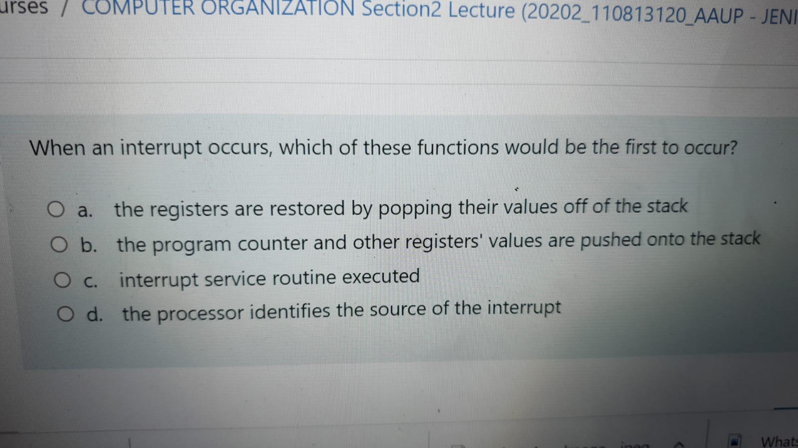 Solved Which technique frees up the CPU by transferring data | Chegg.com