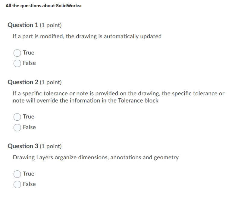 Solved All the questions about SolidWorks: Question 1 (1 | Chegg.com