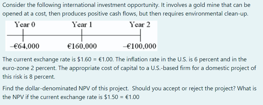 Solved Consider the following international investment | Chegg.com