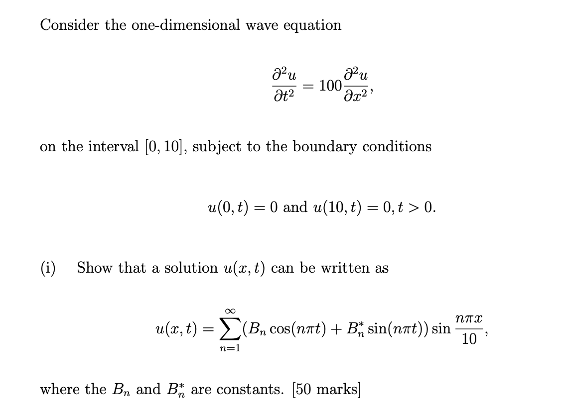 Solved Consider the one-dimensional wave equation | Chegg.com