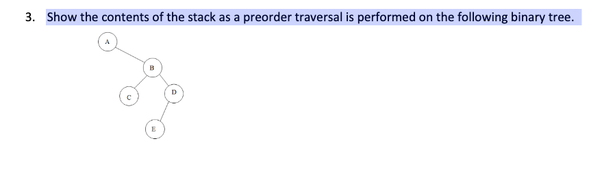Solved 3. Show the contents of the stack as a preorder | Chegg.com