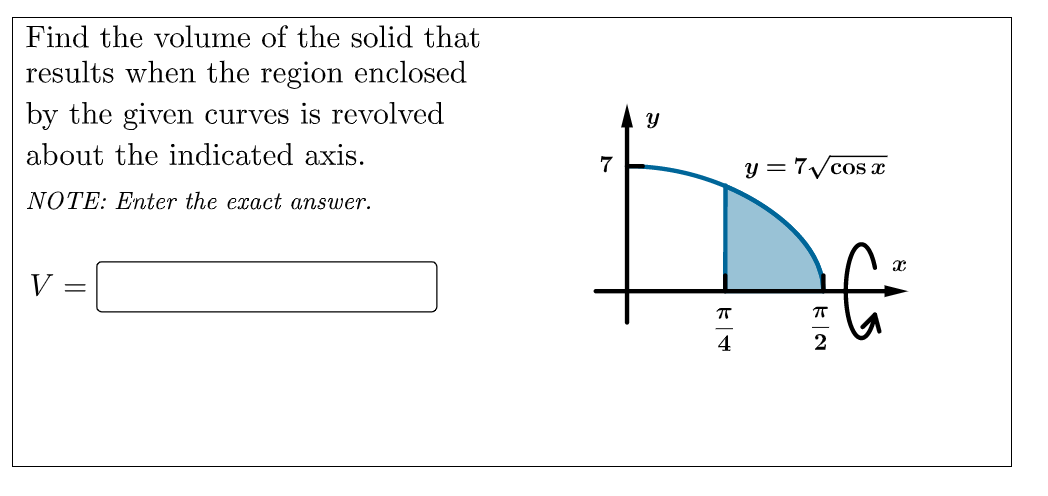 Solved 1.) Find the volume of the solid that results when | Chegg.com