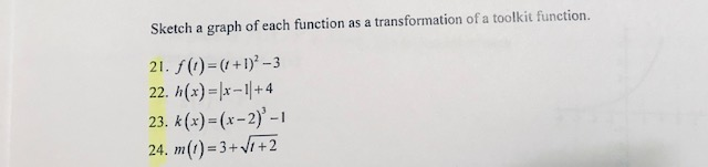 Solved Sketch a graph of each function as a transformation | Chegg.com