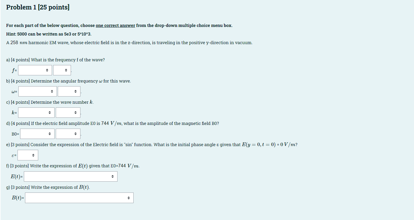 Solved For each part of the below question, choose one | Chegg.com