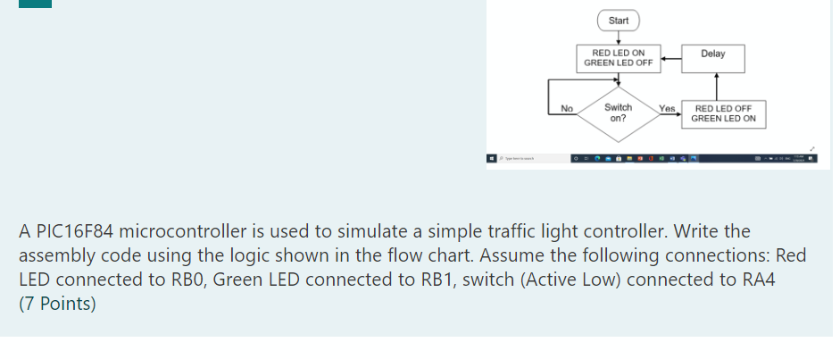 Solved Start RED LED ON GREEN LED OFF Delay No Switch on? | Chegg.com