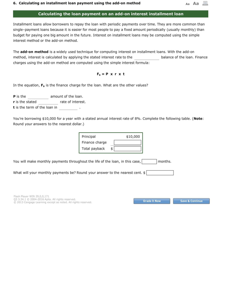 Solved: 6. Calculating An Installment Loan Payment Using T... | Chegg.com