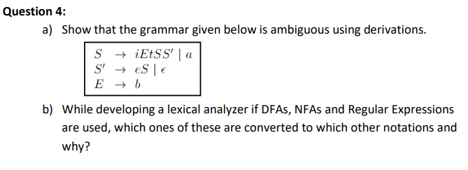 Solved S→iEtSS′∣aS′→eS∣ϵE→b While developing a lexical | Chegg.com