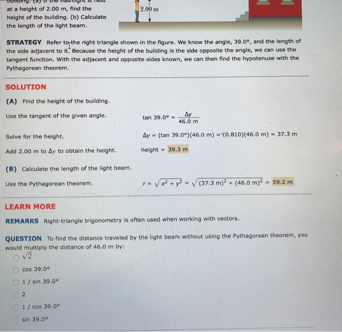 Solved 2.00 m at a height of 2.00 m, find the height of the | Chegg.com