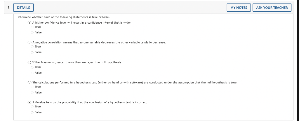 Solved etermine whether each of the following statements is | Chegg.com