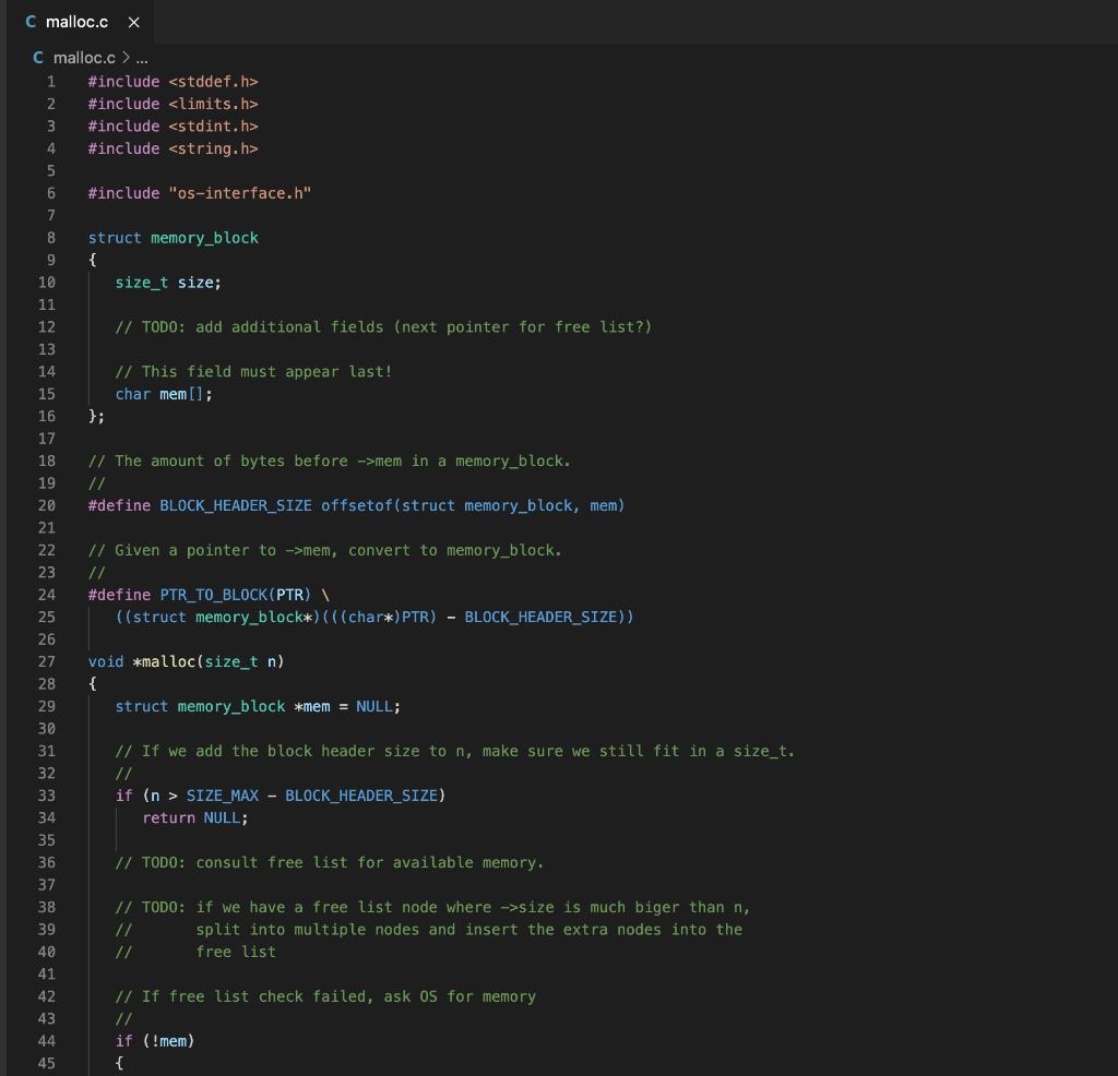 Must be coded in C. You will write a simple malloc | Chegg.com