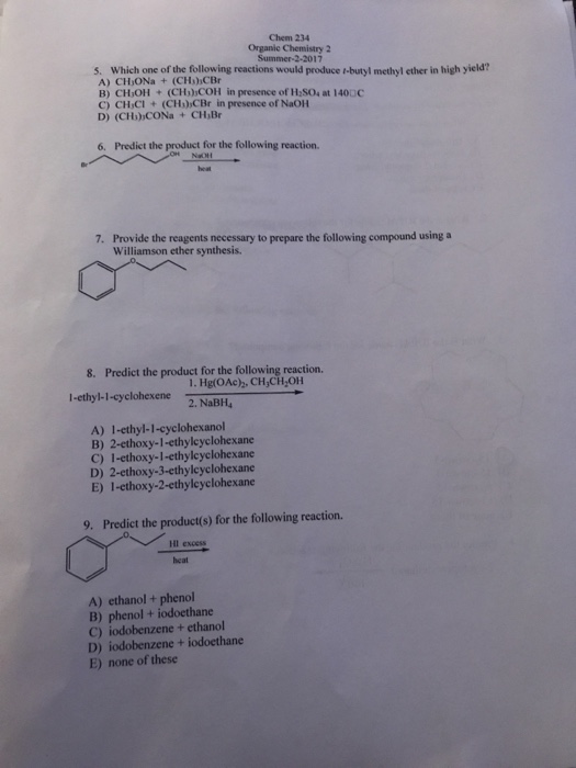 Solved Which one of the following reactions would produce | Chegg.com