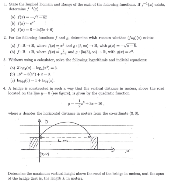 Solved 1. State the Implied Domain and Range of the each of | Chegg.com