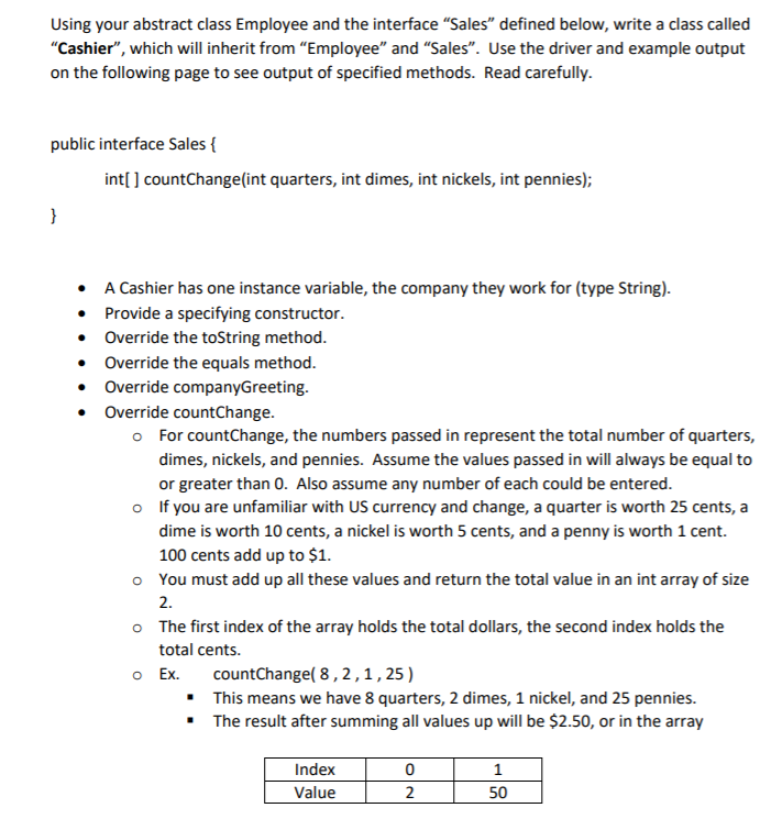 write an abstract class called "Employee". * An | Chegg.com