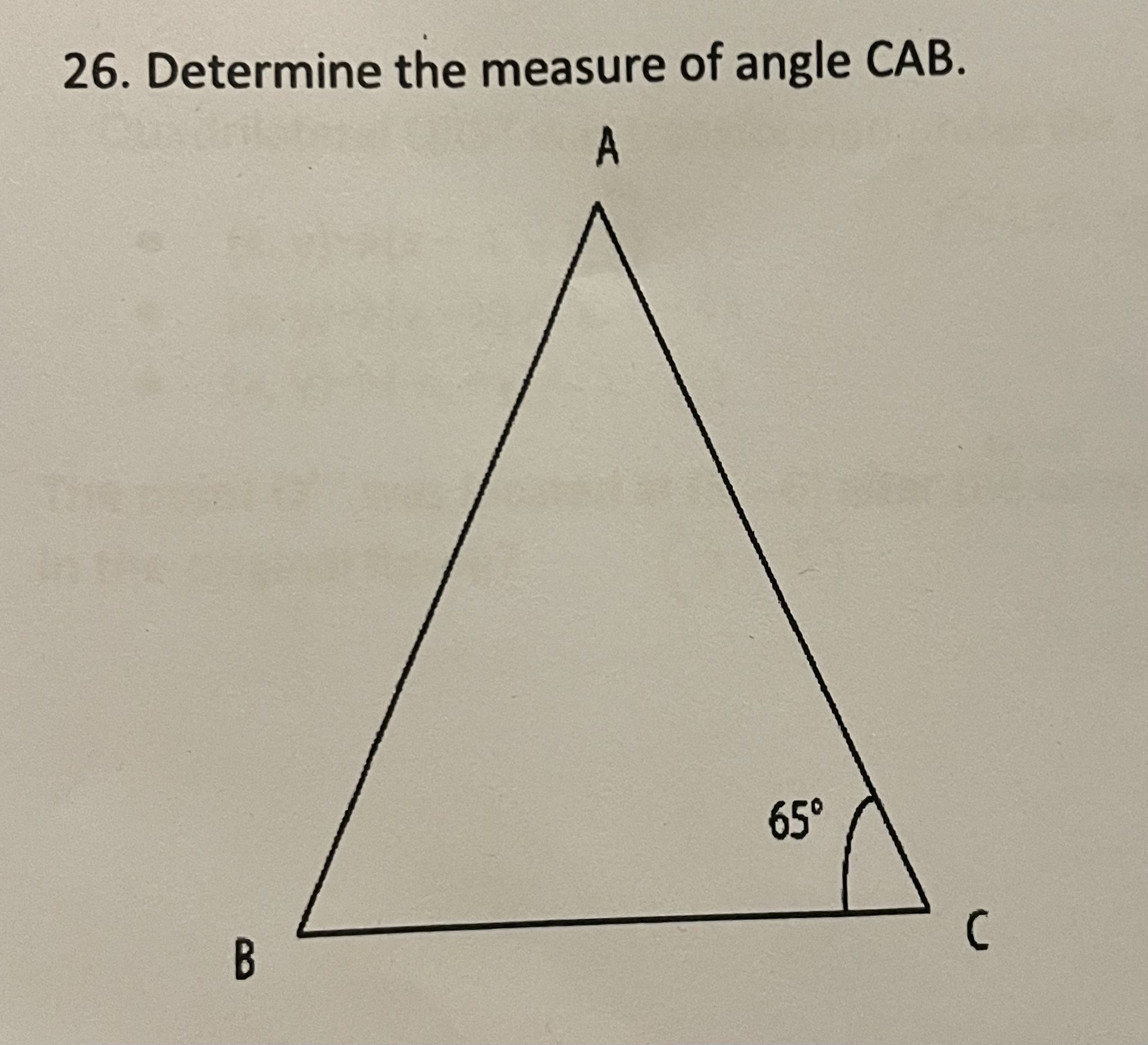 26. Determine the measure of angle CAB. | Chegg.com
