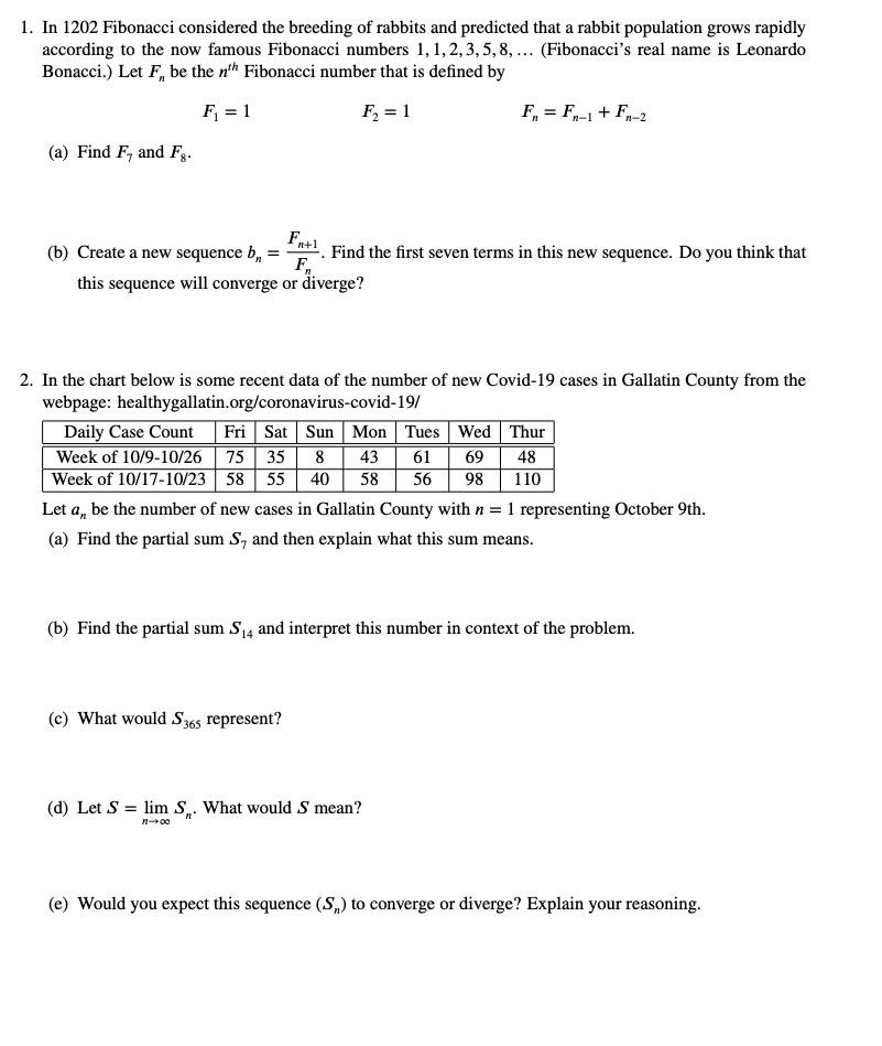 Solved 1. In 1202 Fibonacci considered the breeding of | Chegg.com
