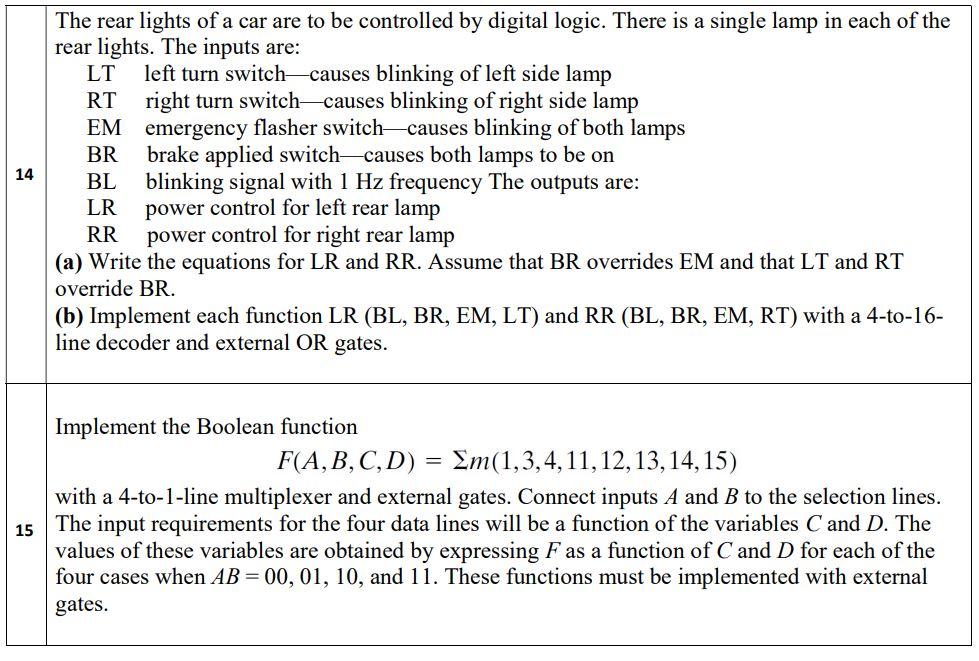 Solved Optimize The Following Boolean Functions By Means Of