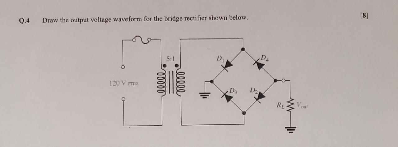 Solved Q.4 Draw the output voltage waveform for the bridge | Chegg.com