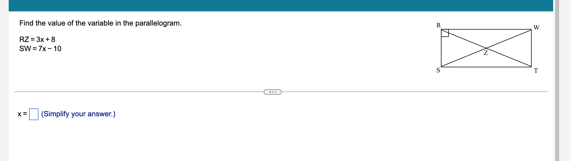 Solved Find the value of the variable in the parallelogram. | Chegg.com