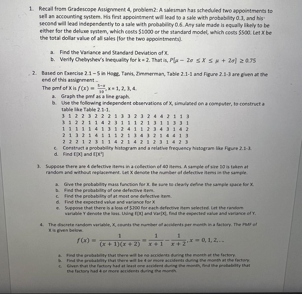 1. Recall from Gradescope Assignment 4, problem2: A | Chegg.com