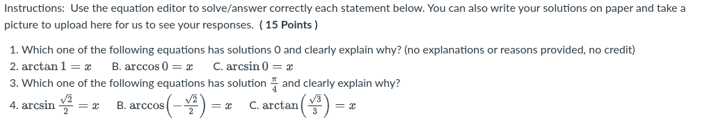 Solved Instructions: Use the equation editor to solve/answer | Chegg.com