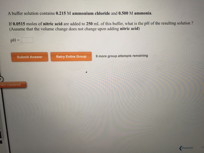 Solved A buffer solution contains 0.215 M ammonium chloride | Chegg.com