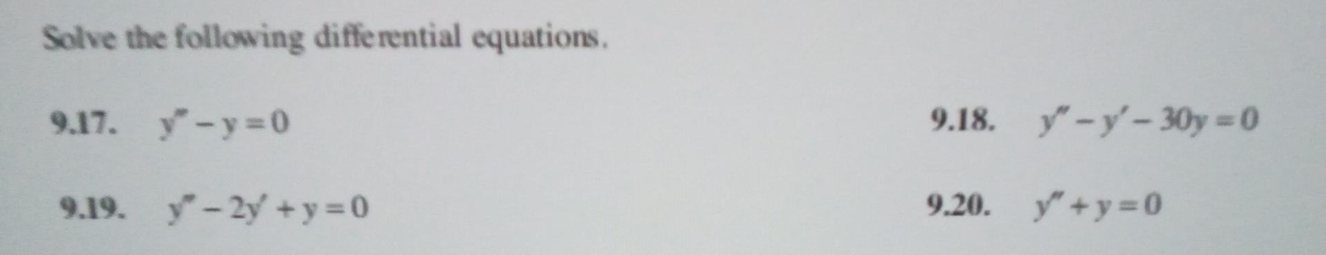 Solved Solve the following differential equations. 9.17. | Chegg.com