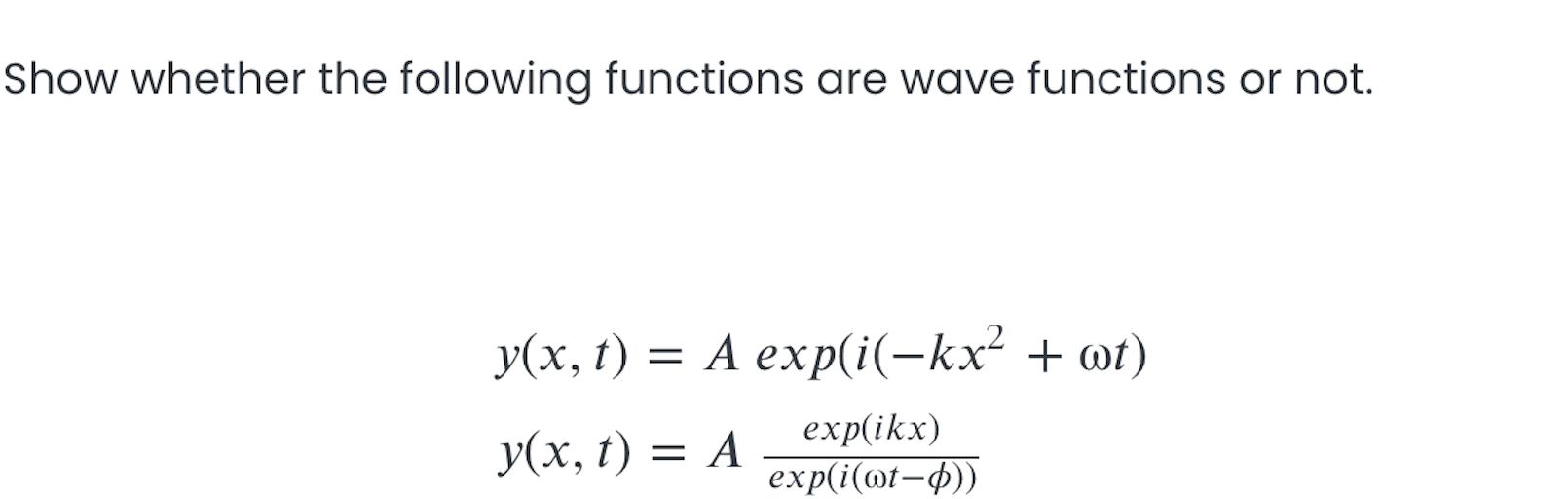 Solved Show whether the following functions are wave | Chegg.com