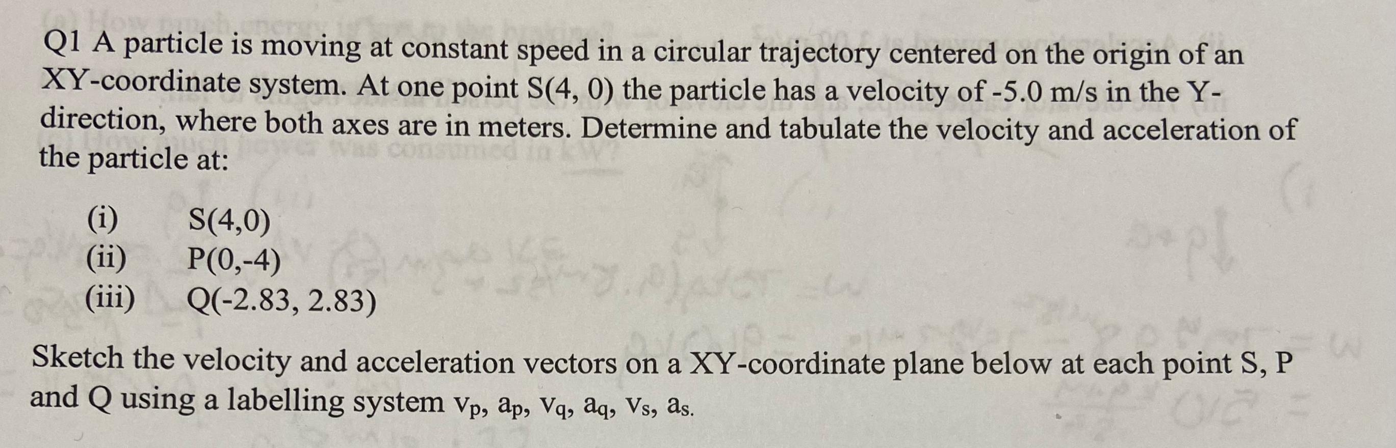 Solved a Q1 A particle is moving at constant speed in a | Chegg.com