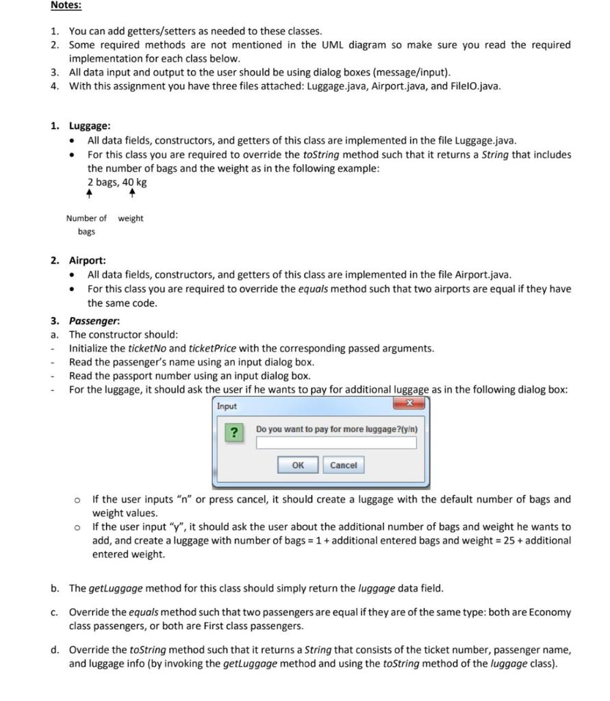 Solved Notes: 1. You can add getters/setters as needed to | Chegg.com