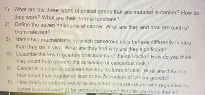 Solved 1) What are the three types of critical genes that | Chegg.com