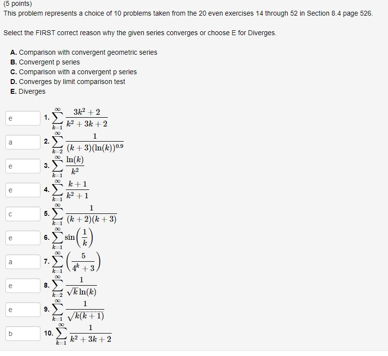 Solved (5 points) This problem represents a choice of 10 | Chegg.com
