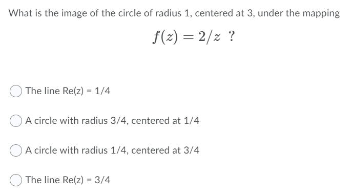Solved What is the image of the circle of radius 1, centered | Chegg.com