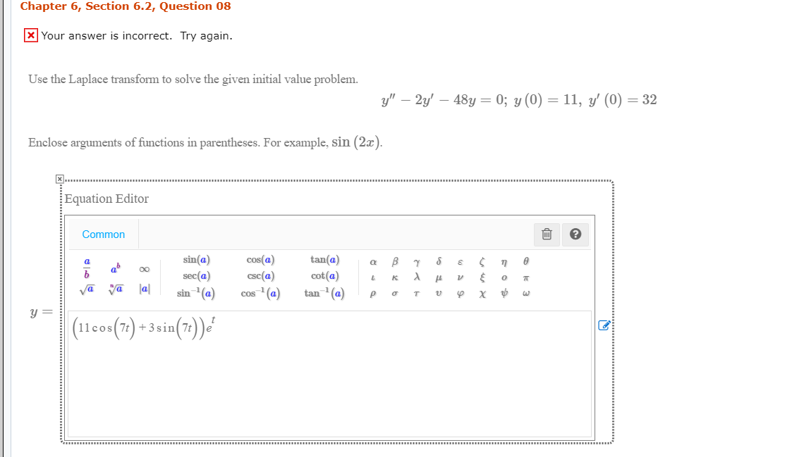 Solved Chapter 6, Section 6.2, Question 08 X Your answer is | Chegg.com