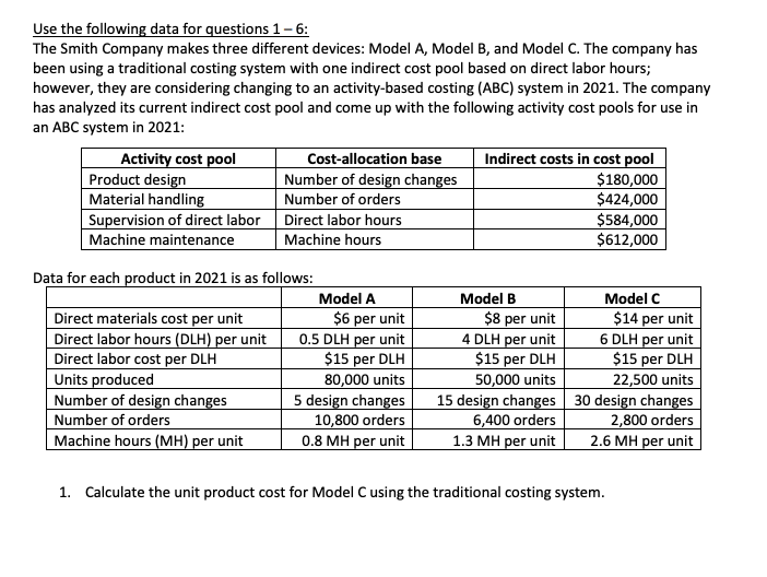 Solved Use the following data for questions 1 - 6: The Smith | Chegg.com