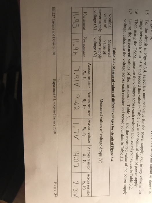 Solved Using the measured values of the resistors and power | Chegg.com