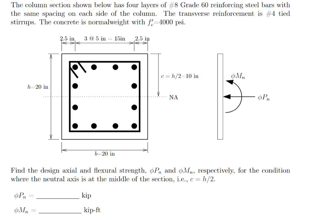 Solved The column section shown below has four layers of #8 | Chegg.com