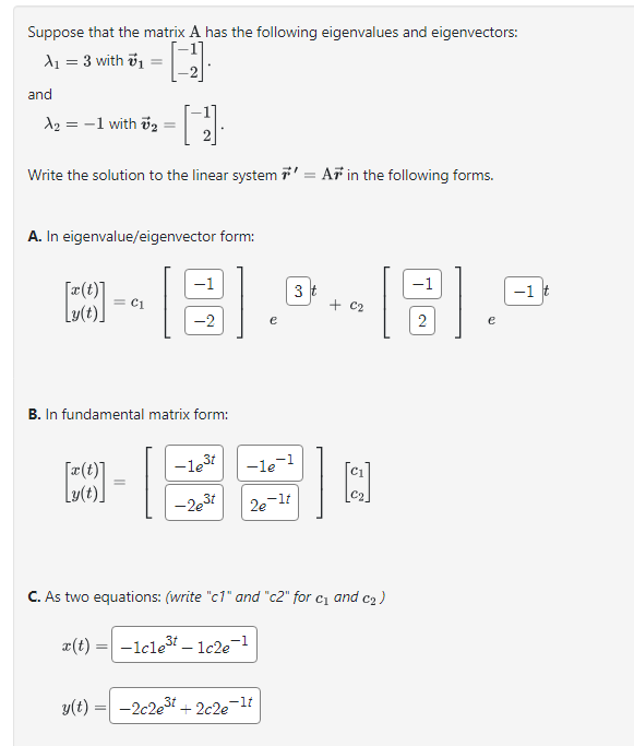 Solved Suppose that the matrix A has the following | Chegg.com