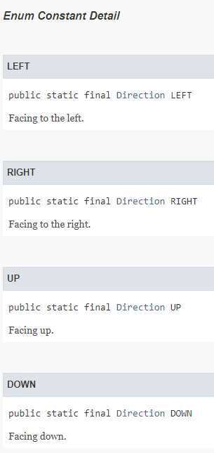 Solved Enum Constant Detail LEFT public static final | Chegg.com