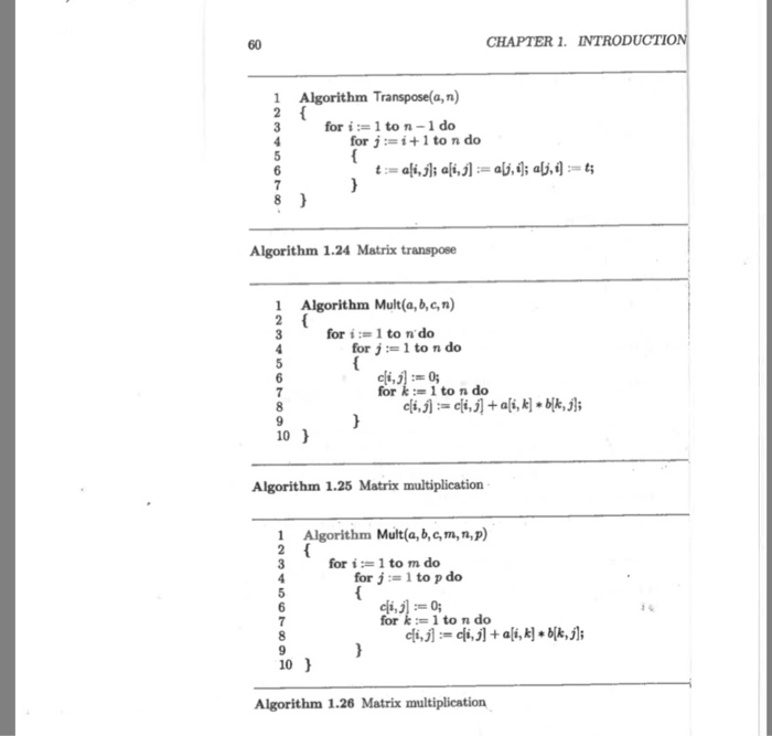 Solved 60 Chapter 1 Introduction 1 Algorithm Transpose A