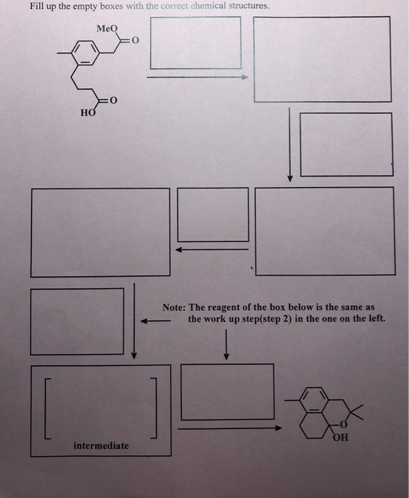 Solved Fill up the empty boxes with the correct chemical | Chegg.com