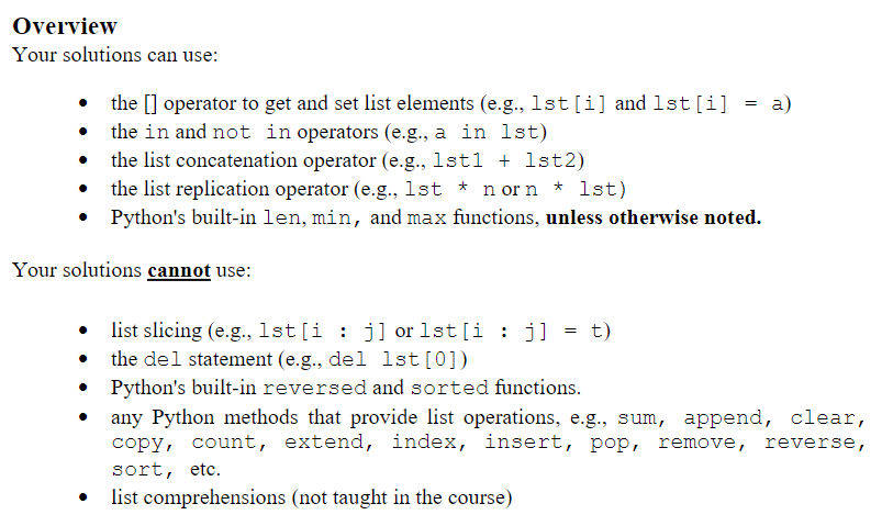 Solved Overview Your solutions can use: = 2 • the [] | Chegg.com