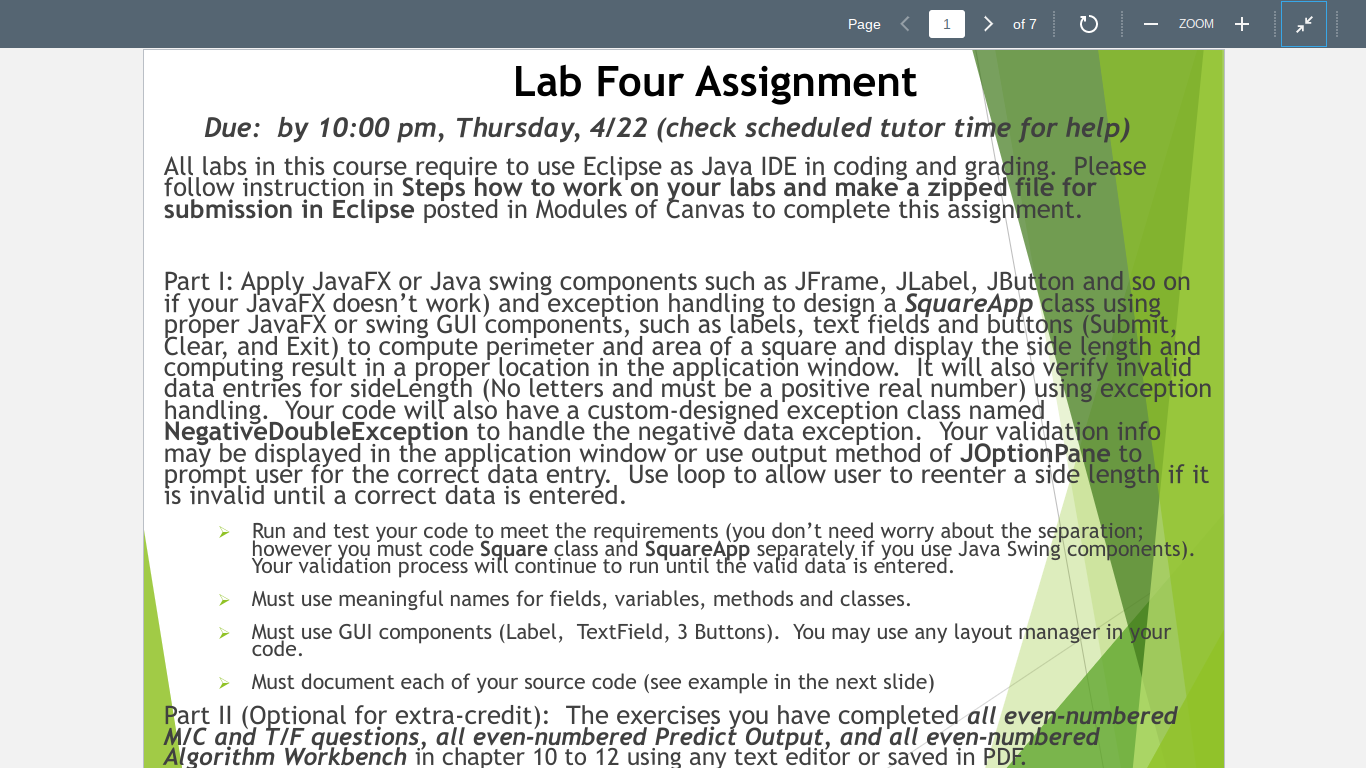 Page 1 > of 7 ZOOM + Lab Four Assignment Due: by | Chegg.com