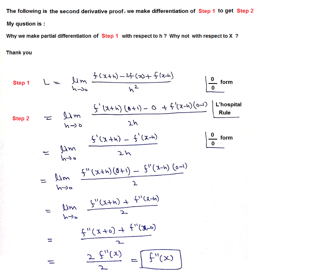 Solved The following is the second derivative proof, we make | Chegg.com