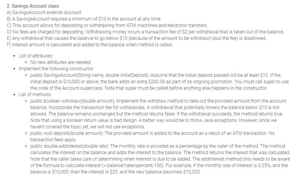 Solved 13.6 Final Project (Inheritance and Abstract classes) | Chegg.com