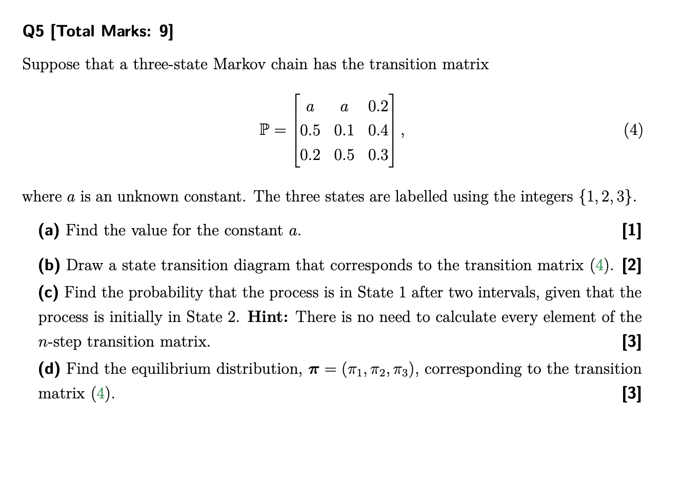 Suppose that a three-state Markov chain has the | Chegg.com
