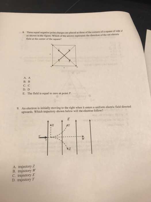 Solved charges are placed at three of the comers of a square | Chegg.com